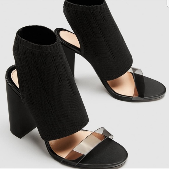 Zara | Shoes | Zara Stretch Knit Block Heel Sandals | Poshmark